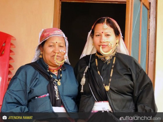 Traditional jewellery and attire of Pahari Women of Uttarakhand
